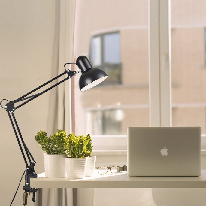 Retractable Long Arm Clip Table Lamp - Modern Minimalist Design in Iro ...