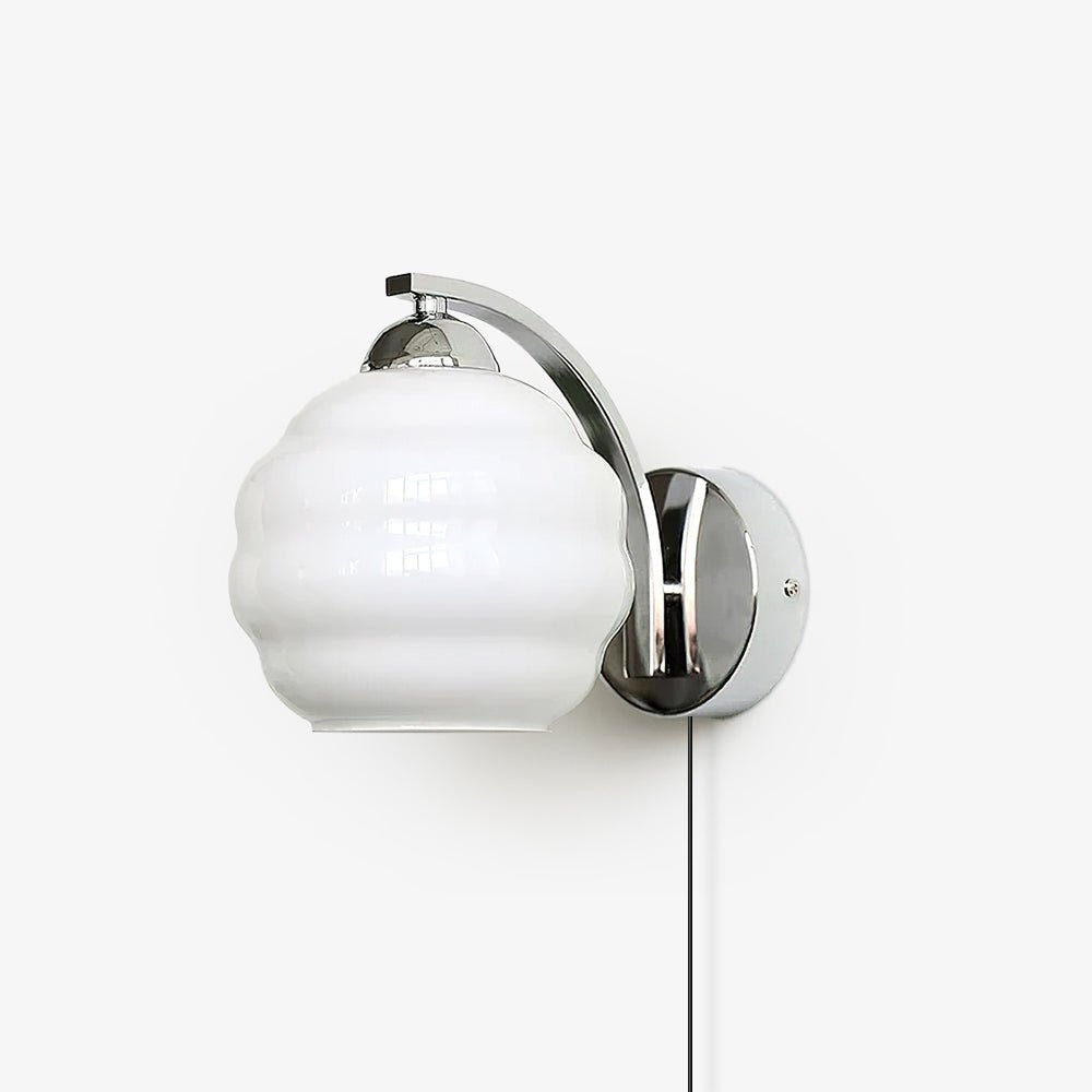 Art Deco Plug-in Wall Lamp | Vintage Gold or Chrome Finish with White ...