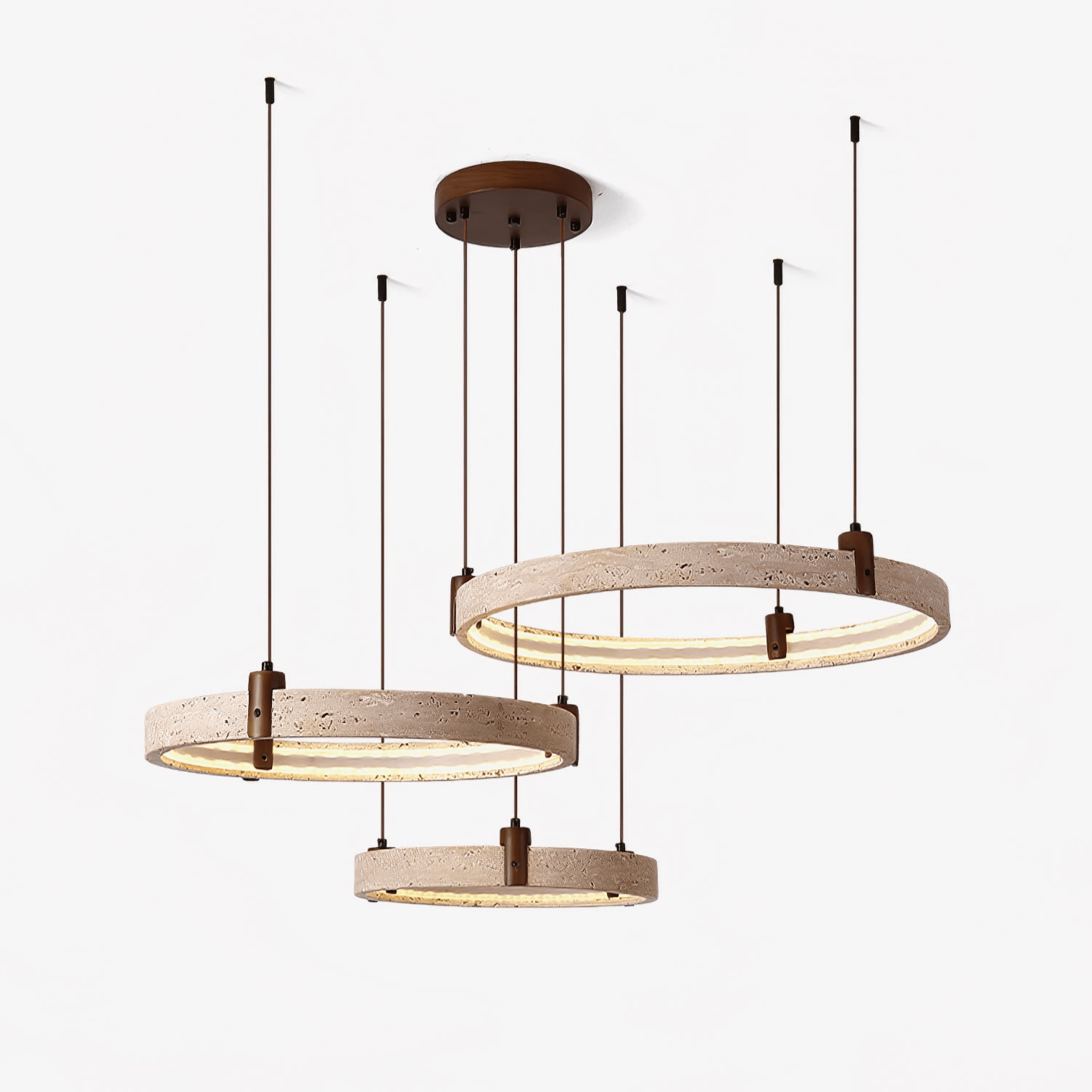 Travertine Chandelier Light Fixture - Modern Celestial Design for Livi ...