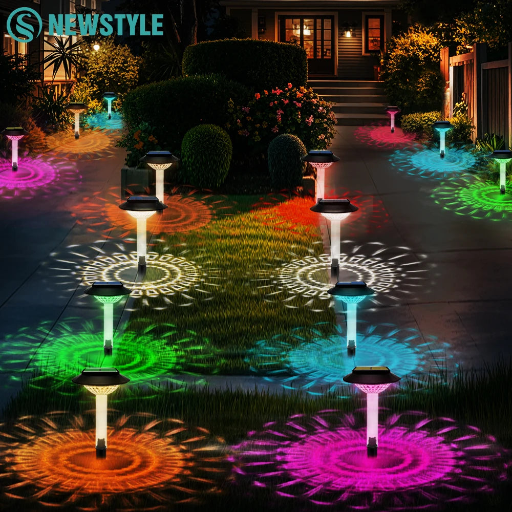 Solar Pathway Lights - Waterproof RGB Color-Changing LED Landscape Lig ...
