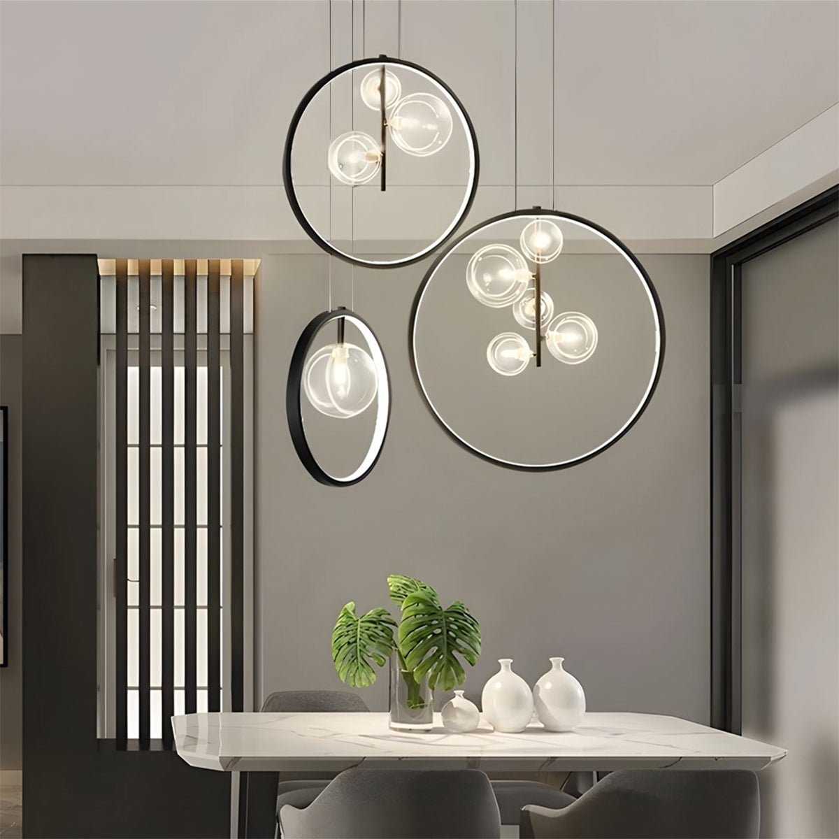Modern Glass Globe Pendant Light | Adjustable Height & Chic Black Fini ...