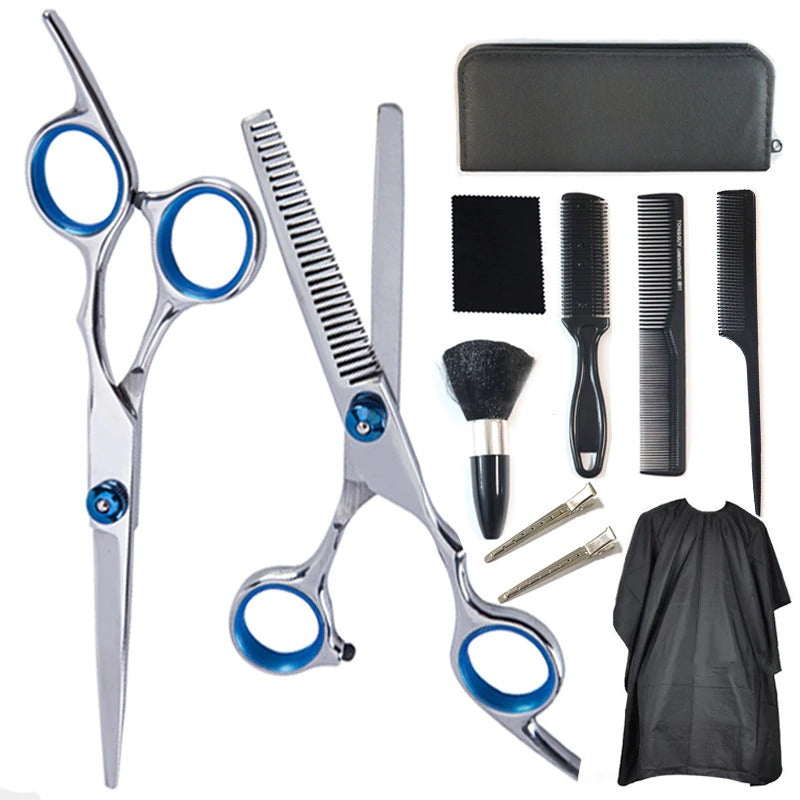 Haircut Set Barber Hair Cutting Scissors Self Haircut Kit with Cape ...