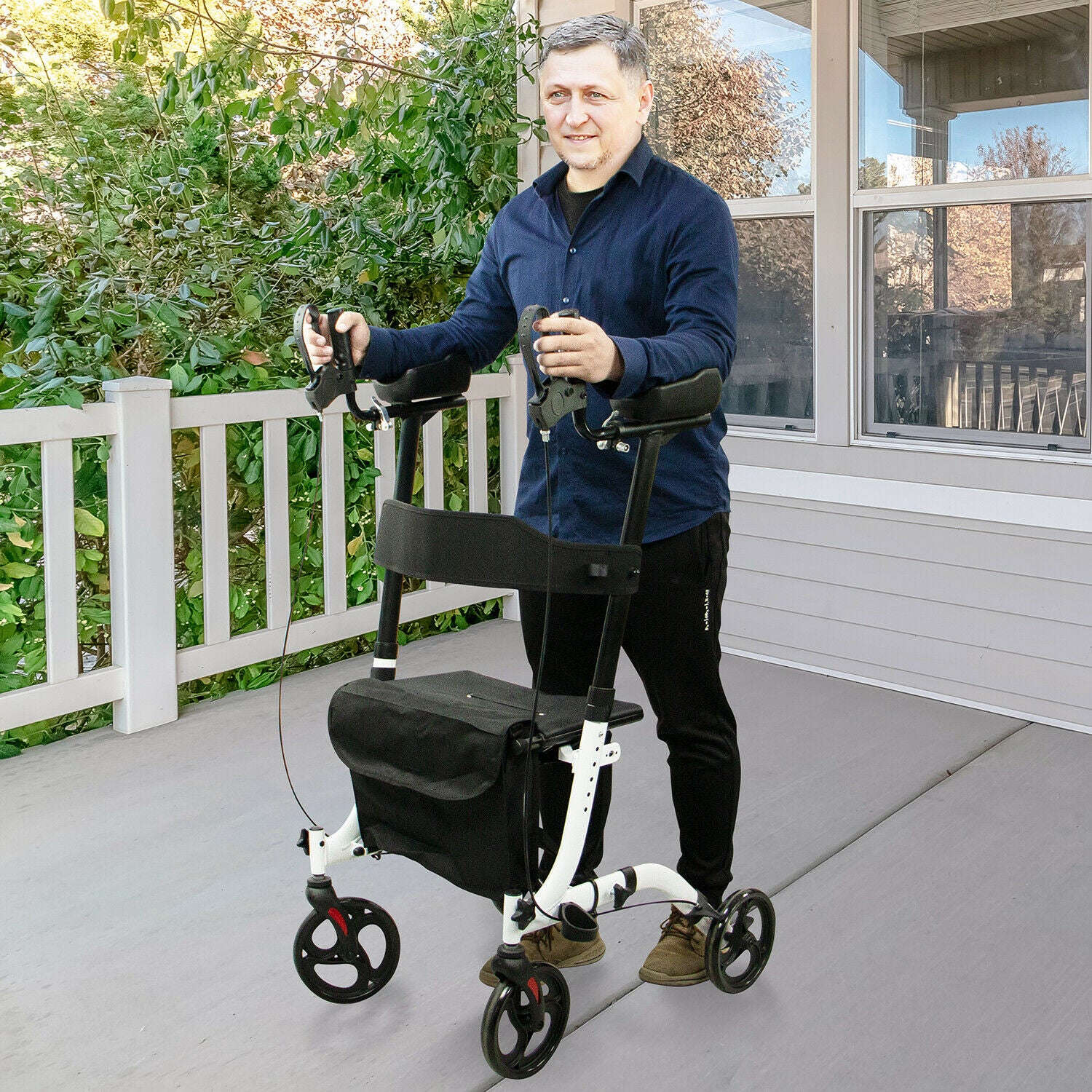 2 in 1 Adjustable Standing Upright Rollator Walker and Transit Chair ...